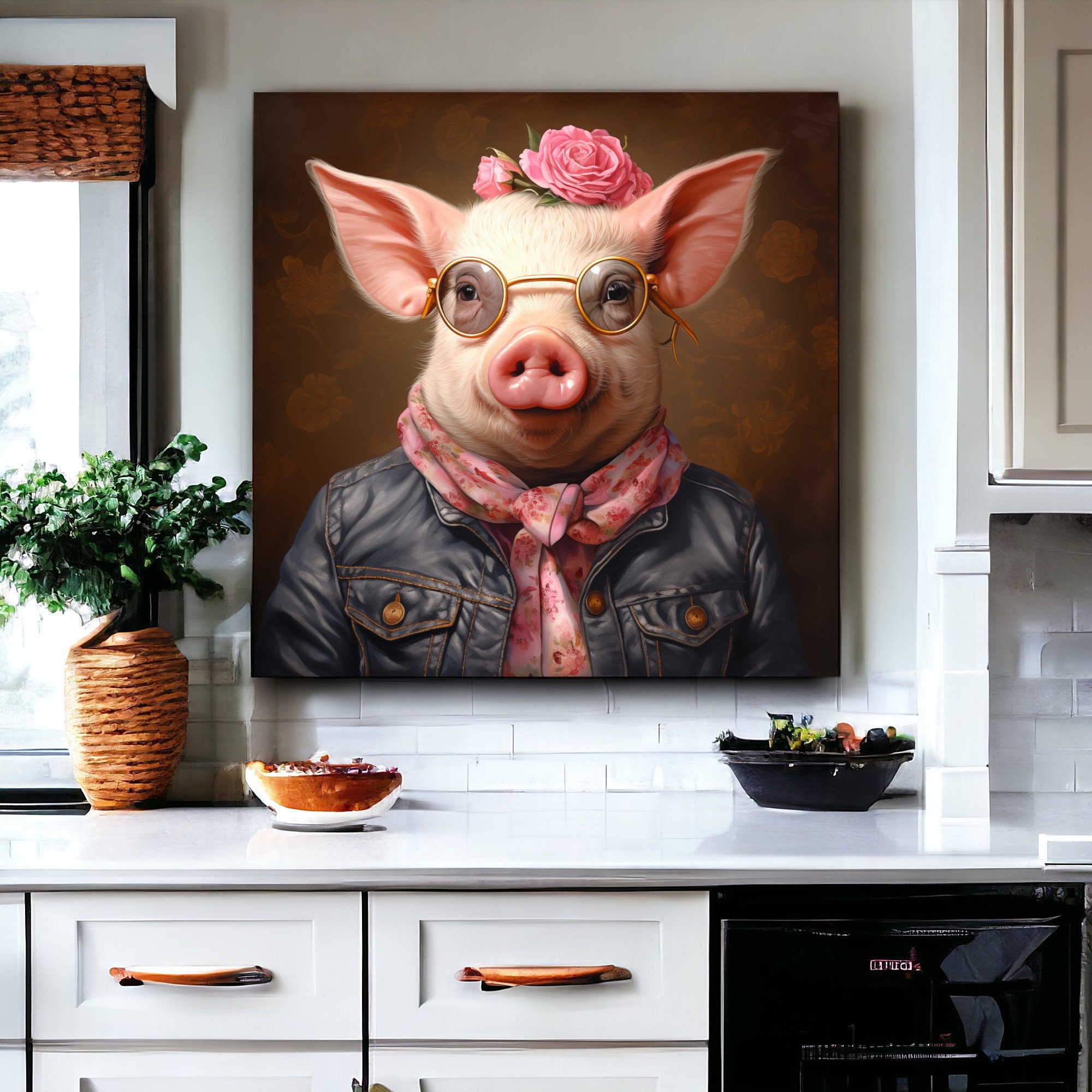 Urban Farm Cute Pig | Pig Art for Pig Lovers | Pig Print | Colorful ...