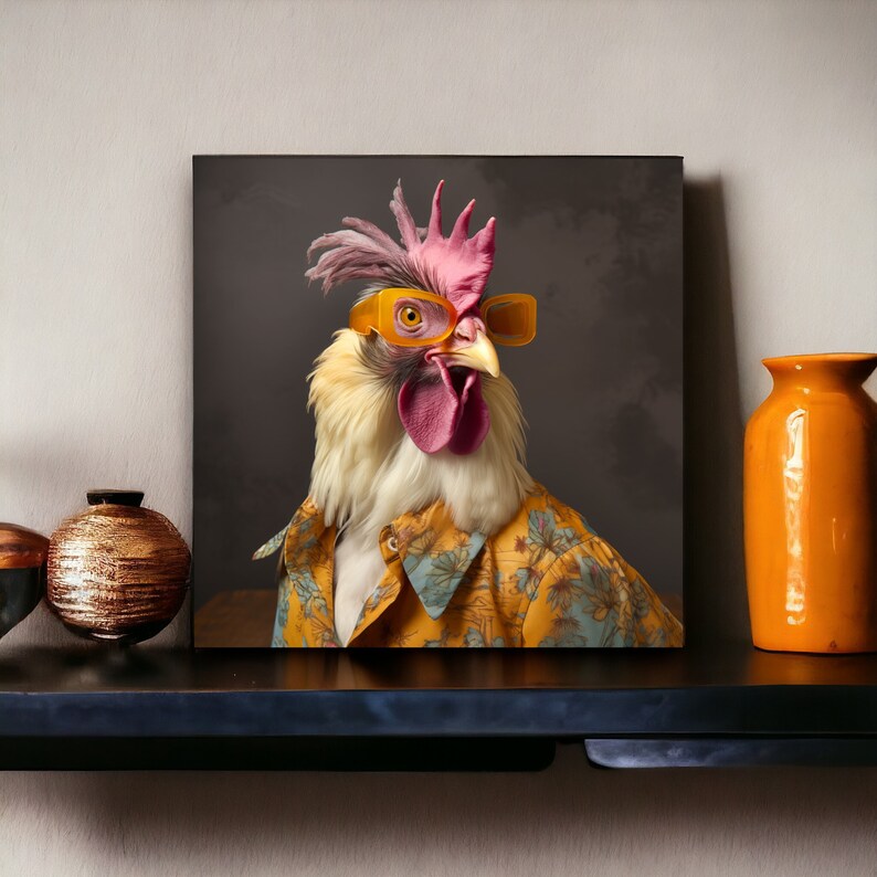 Urban Farm Rooster Decor | Rustic Rooster Wall Art | Rooster Painting | Colorful Rooster ...