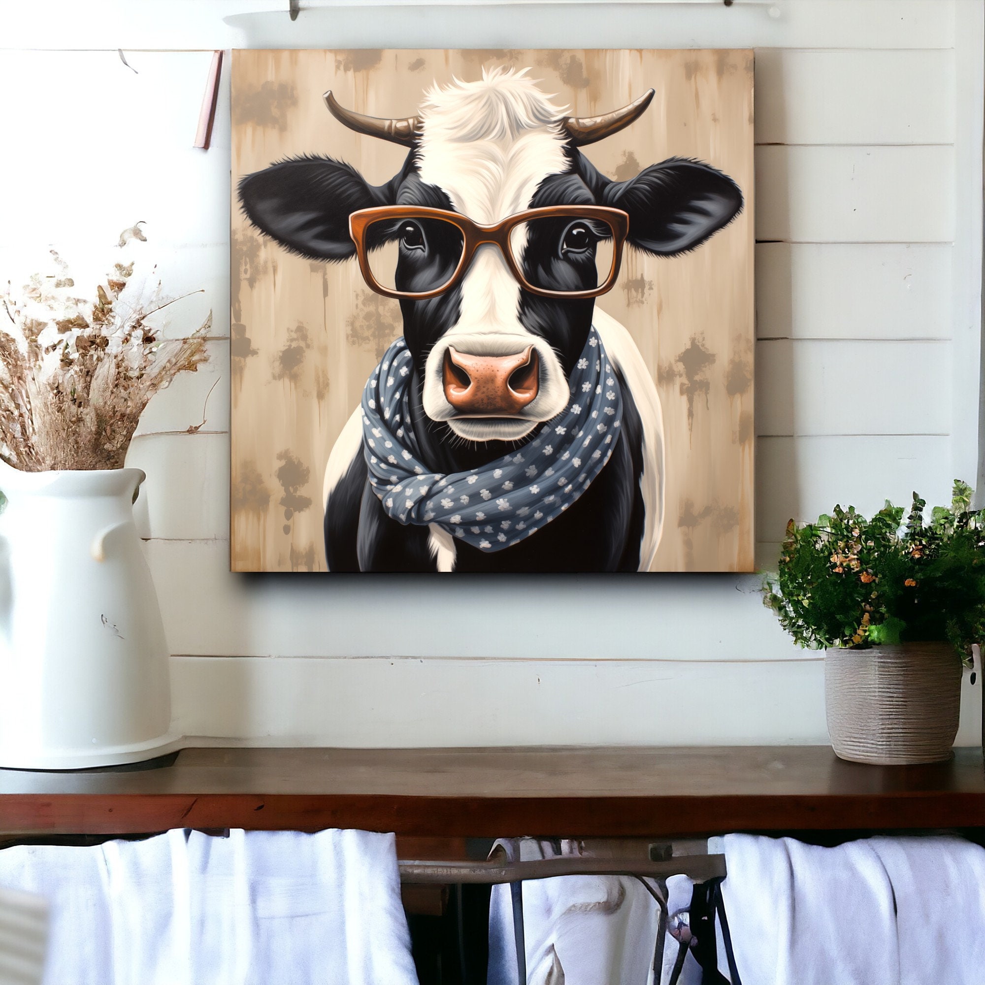 Urban Farm Dairy Cow Cow Portrait Cow Wall Art Cow Artwork Dairy Cow ...