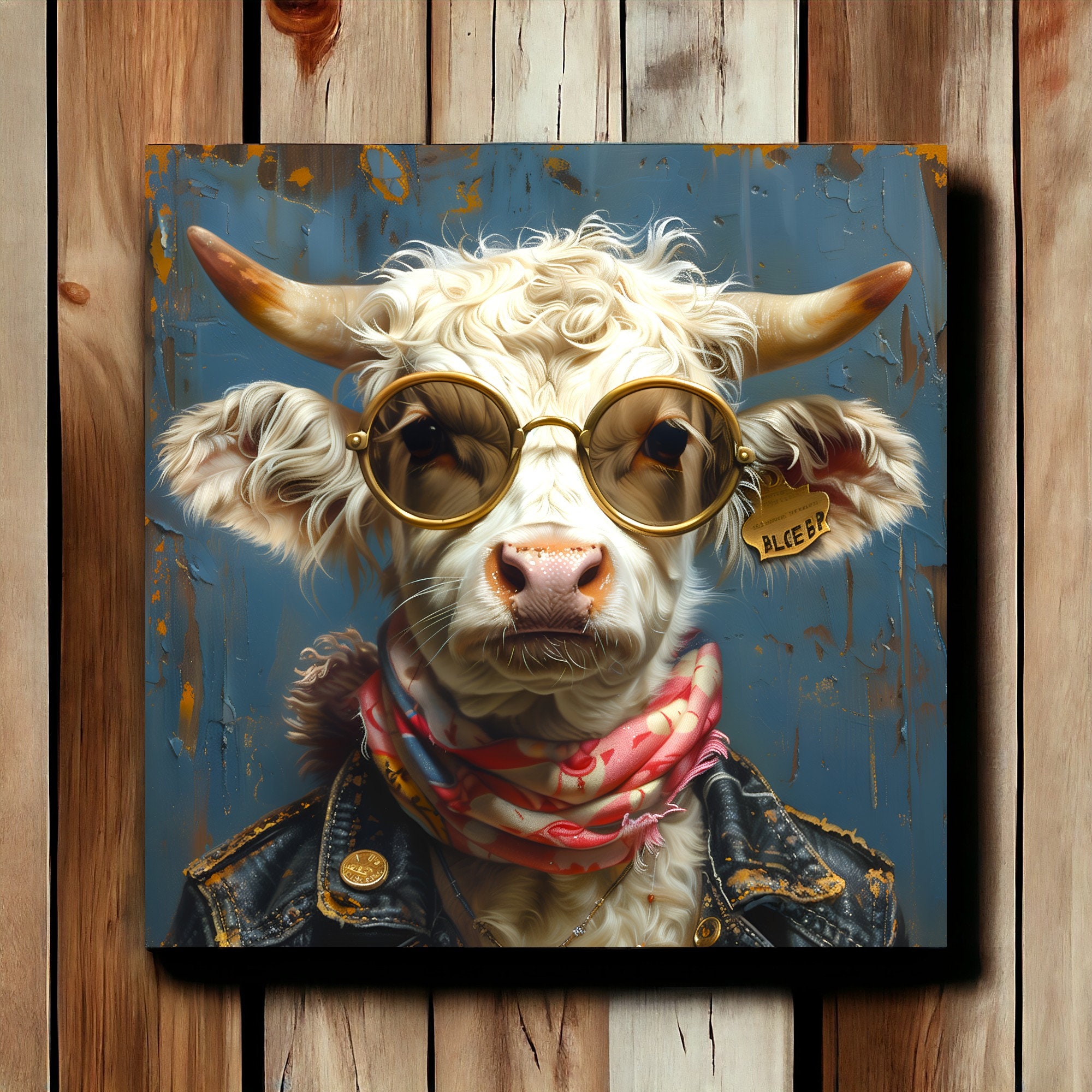 Urban Farm Longhorn Art | Cow Portrait | Cow Artwork | Cow Wall Art ...