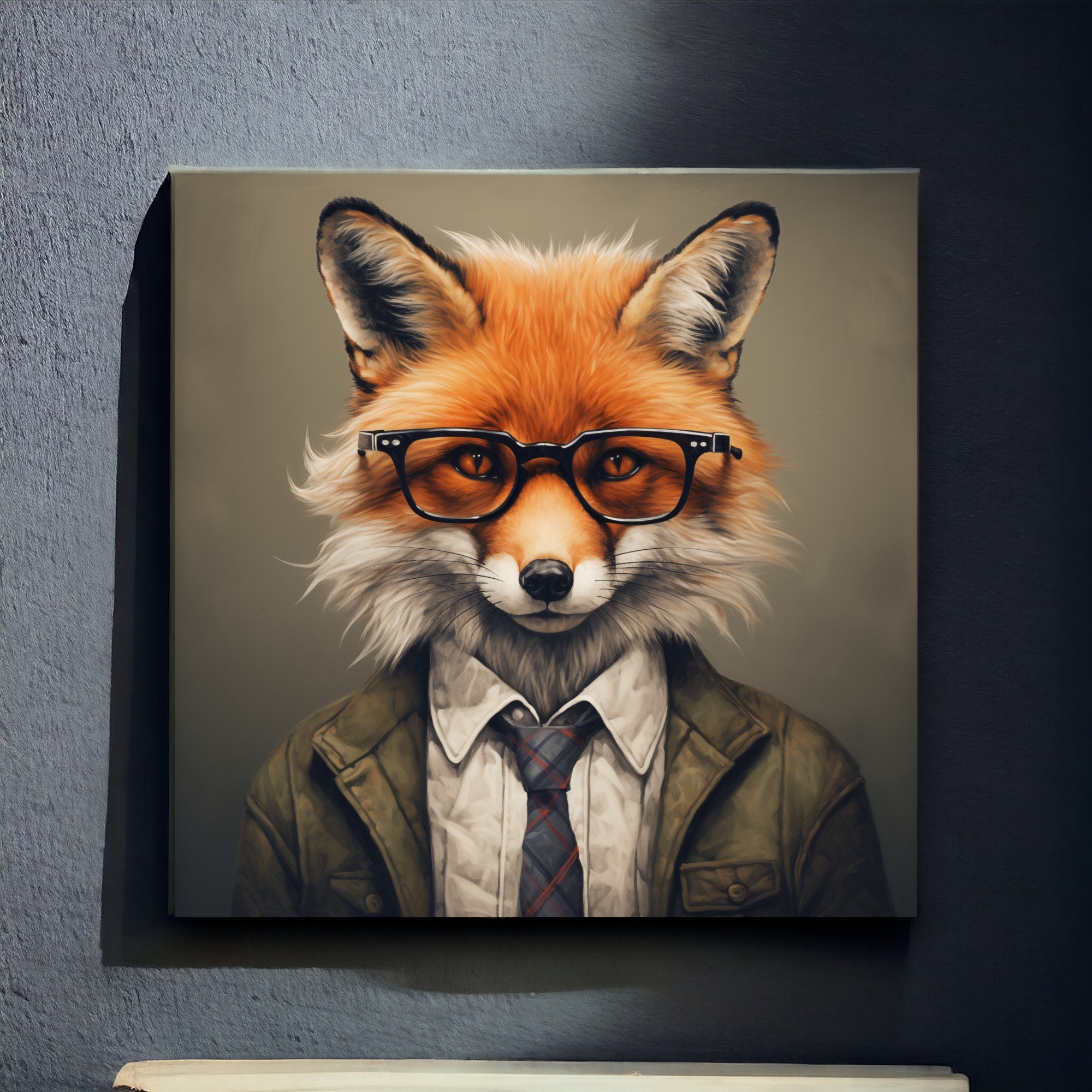 Urban Farm Fox Artwork | Clever Fox Art | Fox With Glasses | Fox Wall ...