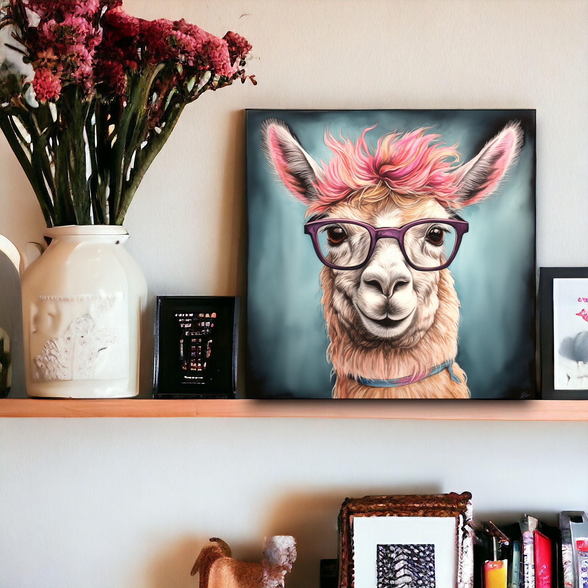 Urban Farm Alpaca Art Print Colorful Llama Print Cute Alpaca Artwork ...