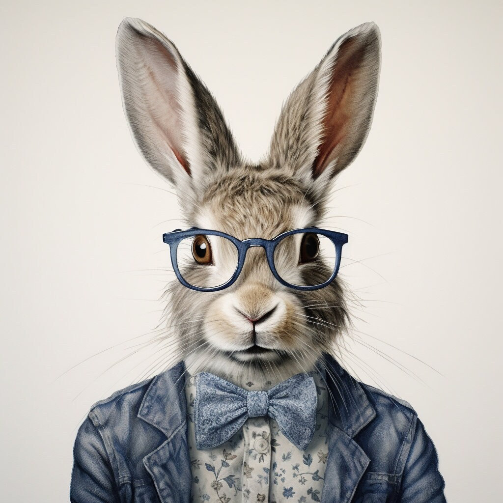 Urban Farm Rabbit Print | Bunny Portrait | Cute Bunny Print | Victorian ...