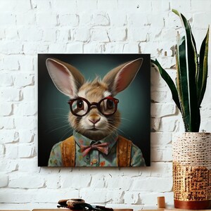 Urban Farm Bunny Portrait Rabbit Print | Colorful Animal Portrait ...