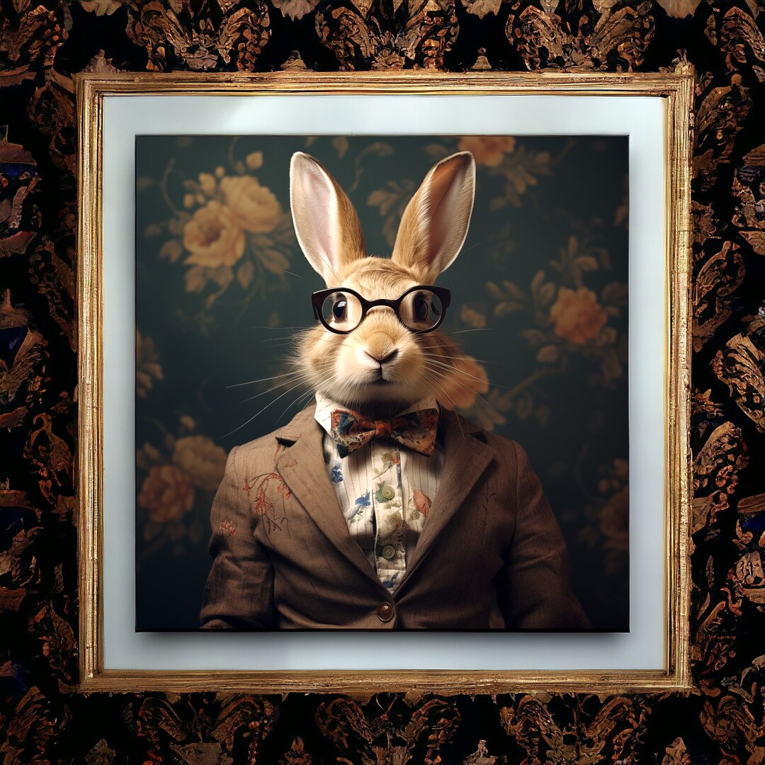 Urban Farm Dressed Rabbit | Bunny Portrait | Rabbit Print | Animal ...