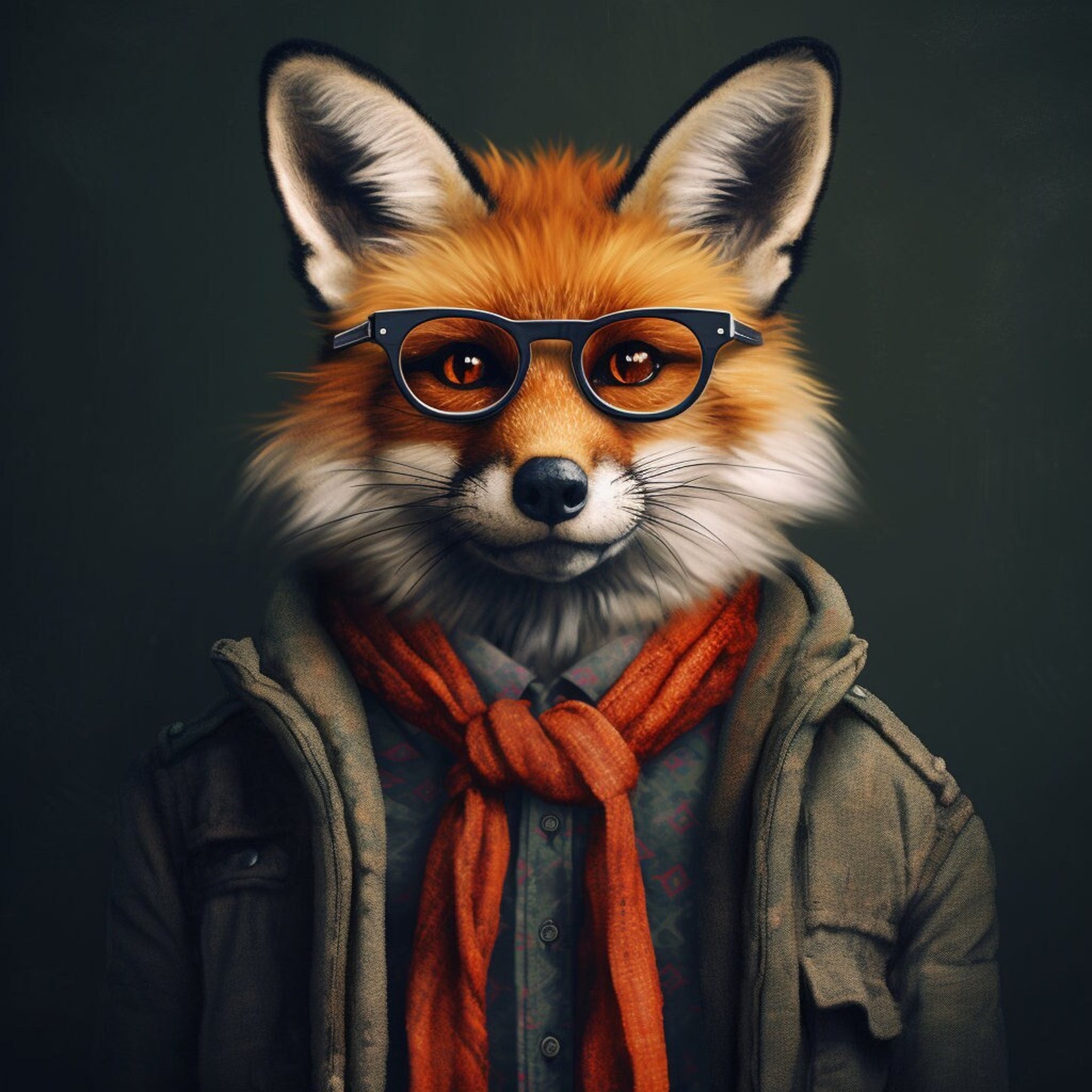 Urban Farm Fox Artwork | Fox With Glasses | Colorful Animal Portrait ...
