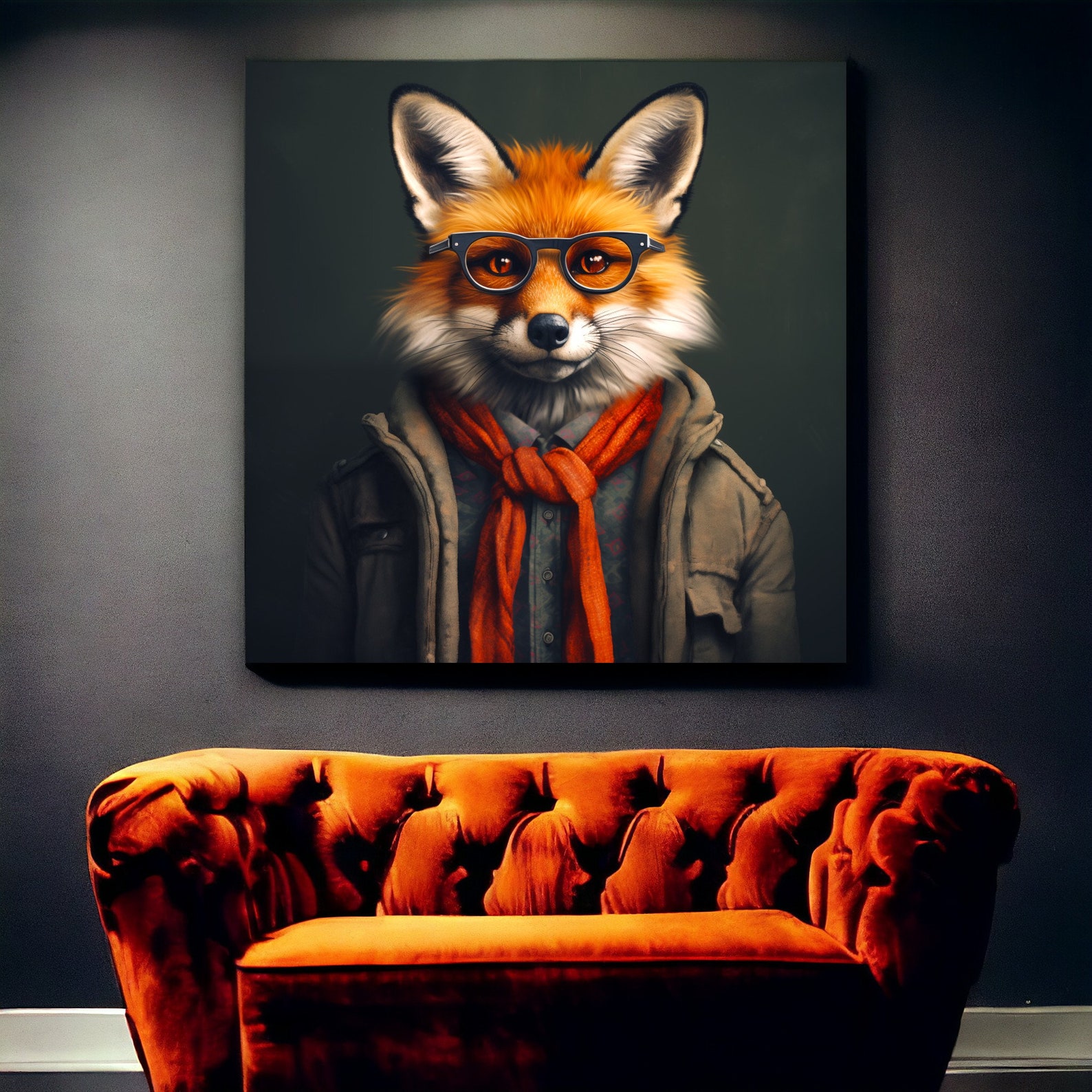 Urban Farm Fox Artwork | Fox With Glasses | Colorful Animal Portrait ...