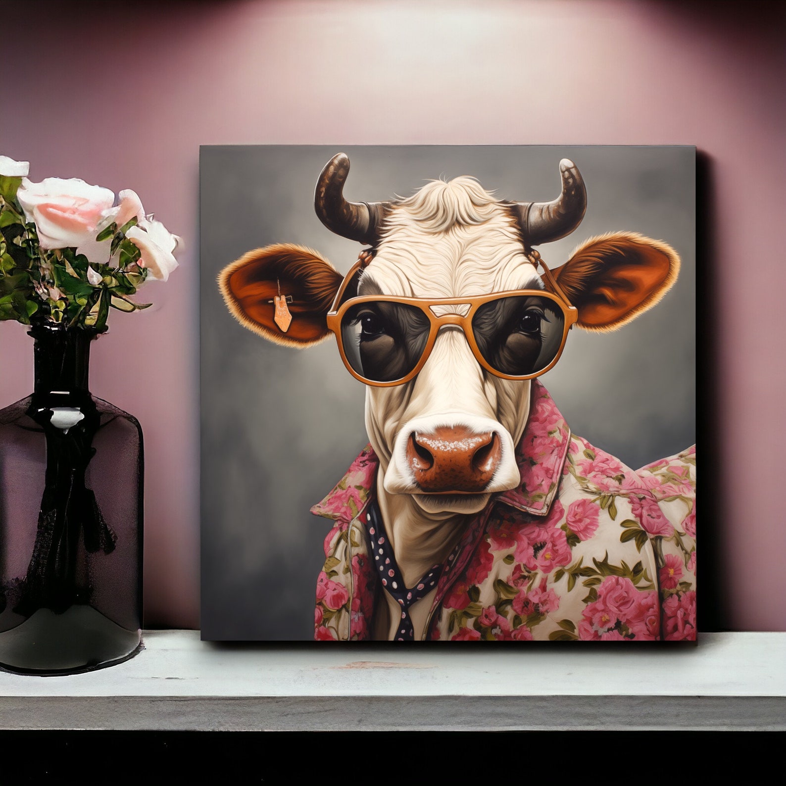 Urban Farm Cow Poster Print | Cow Art Print | Cow Canvas Poster ...