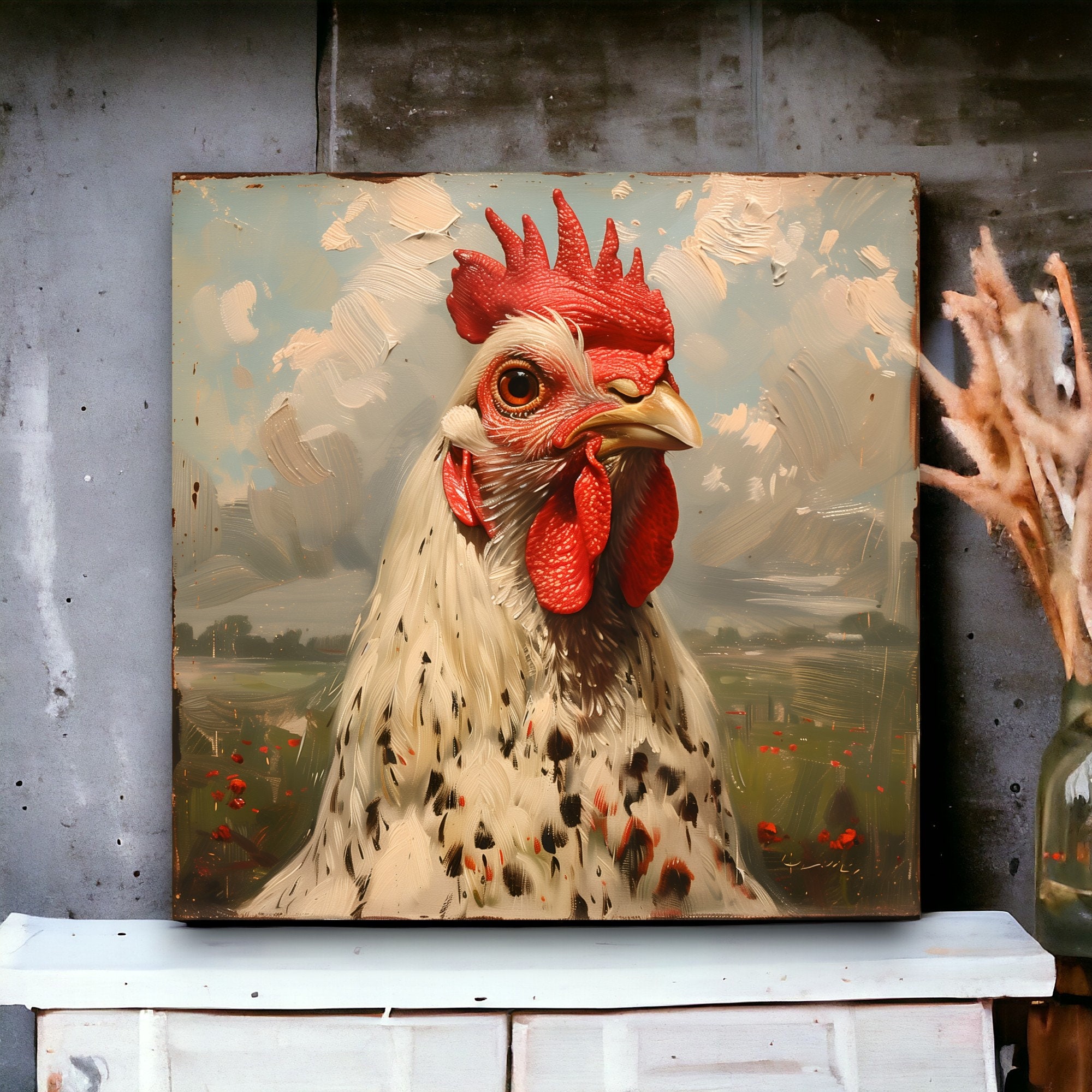 Urban Farm Chicken Painting | Chicken Artwork | Americana Hen | Chicken ...