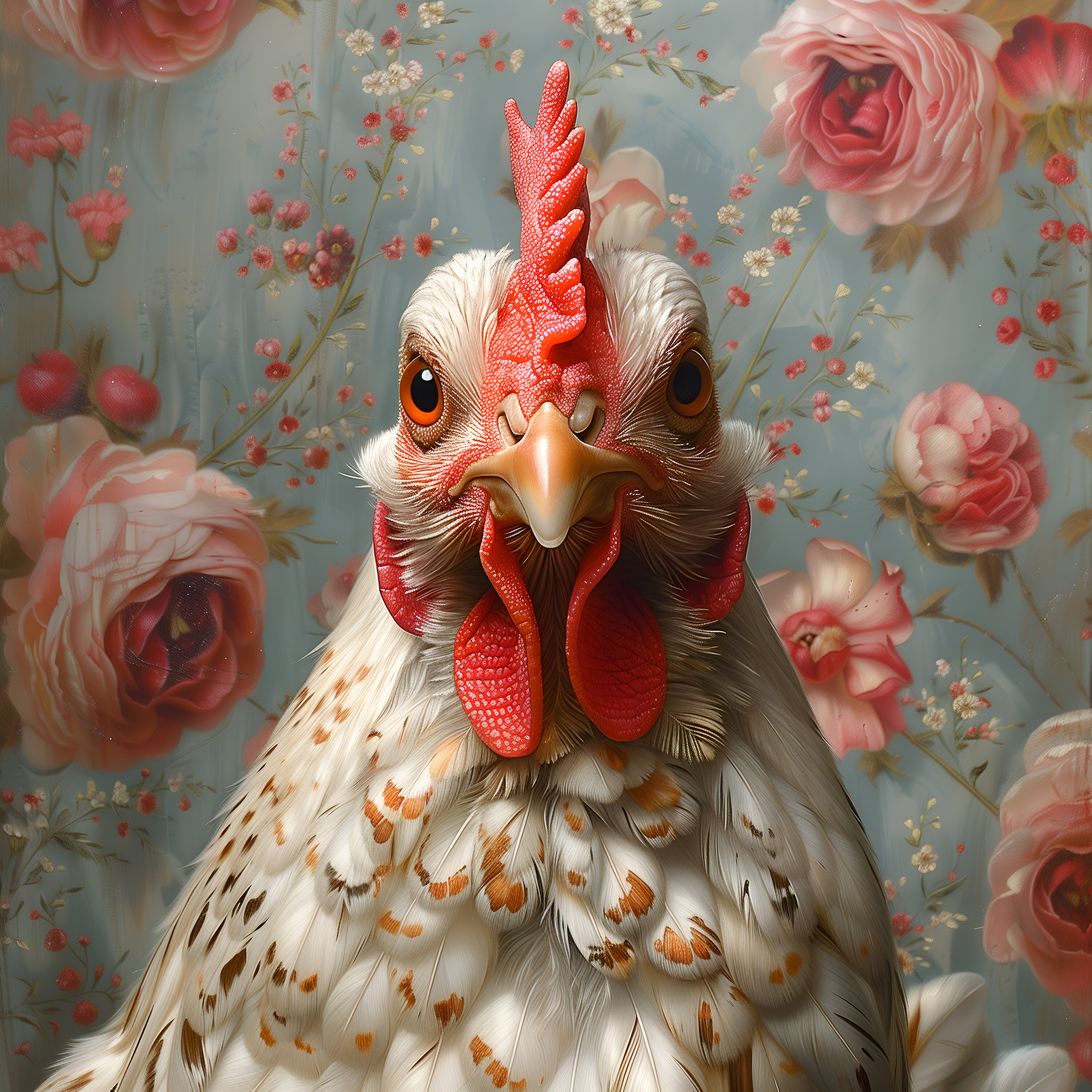 Urban Farm Chicken Wall Art Print | Americana Hen | Chicken Portrait ...
