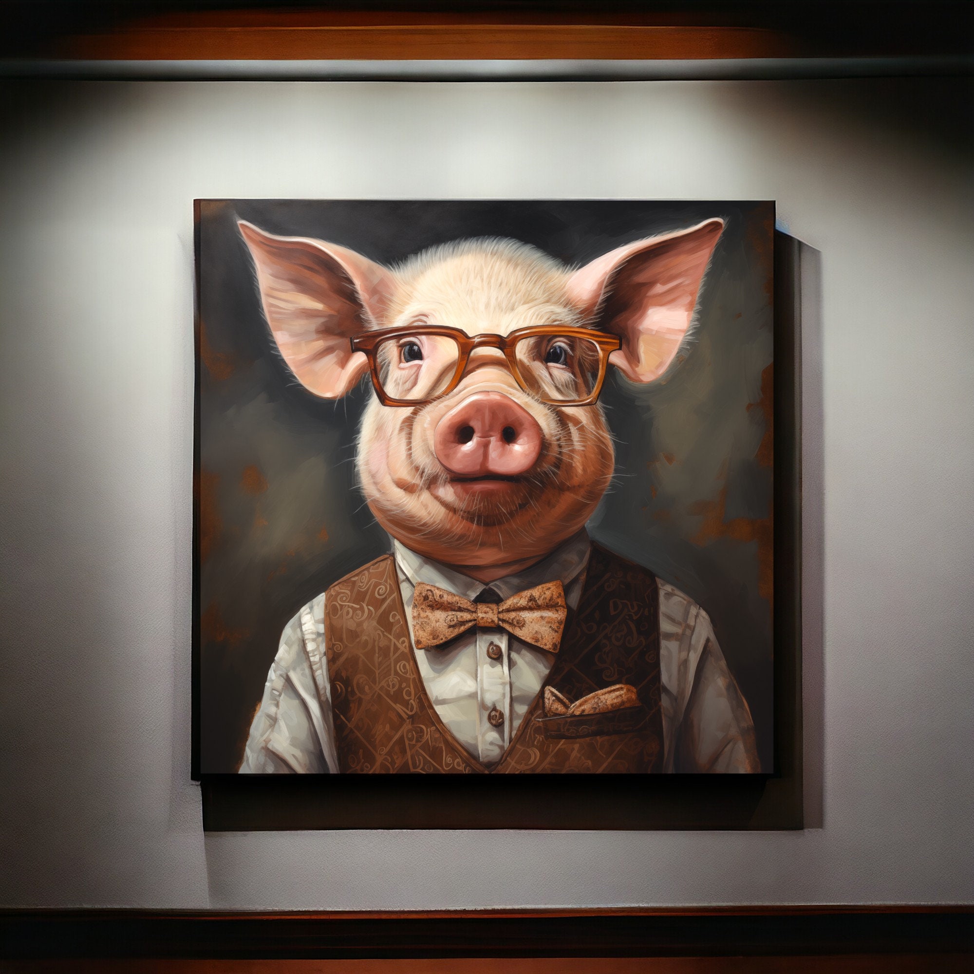 Urban Farm Pig Cute Pig Animal Portrait Victorian Animal With Glasses ...