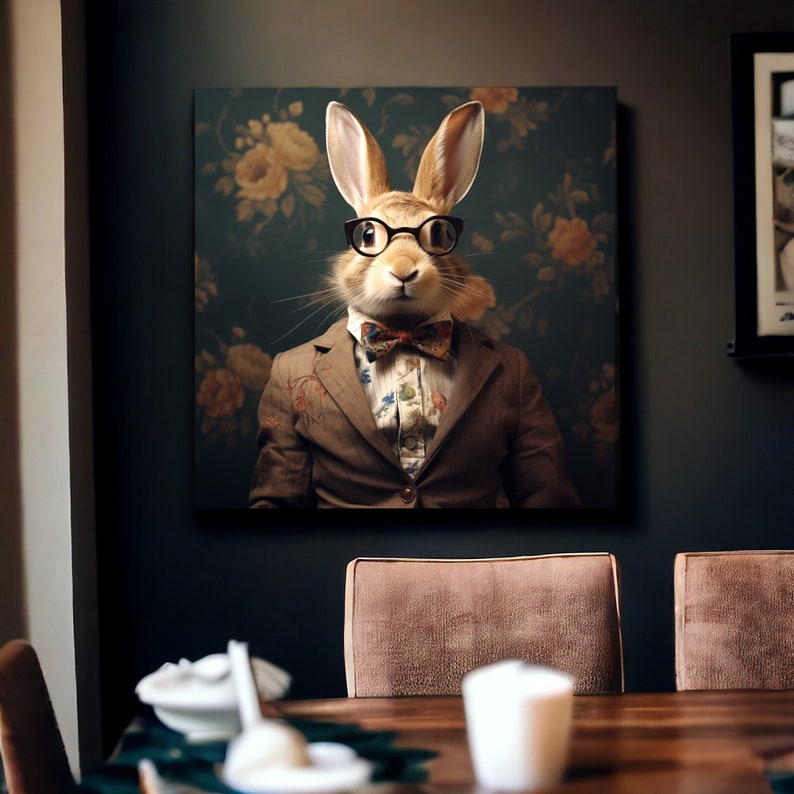 Urban Farm Dressed Rabbit Bunny Portrait Rabbit Print Animal Portrait ...