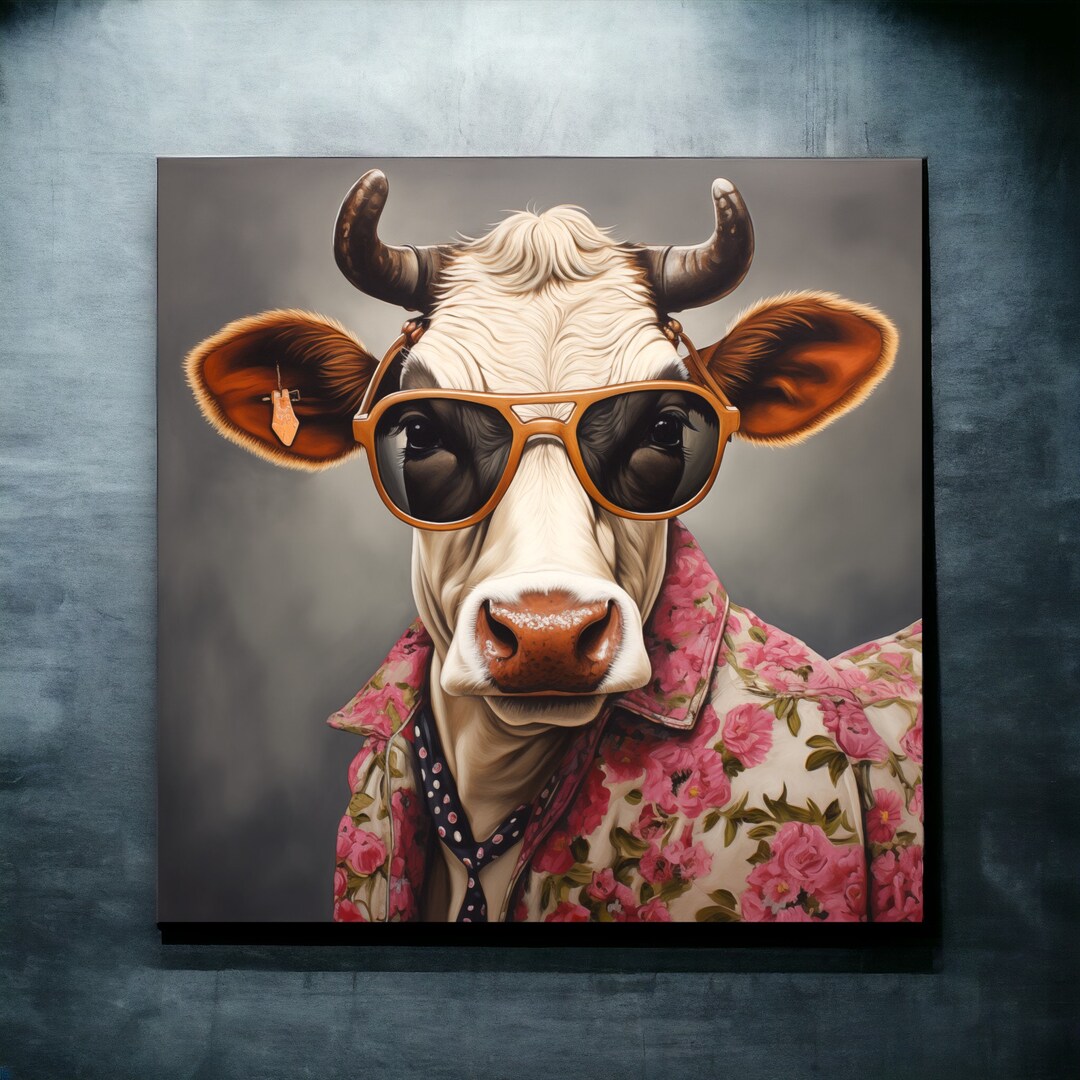 Urban Farm Cow Poster Print | Cow Art Print | Cow Canvas Poster ...