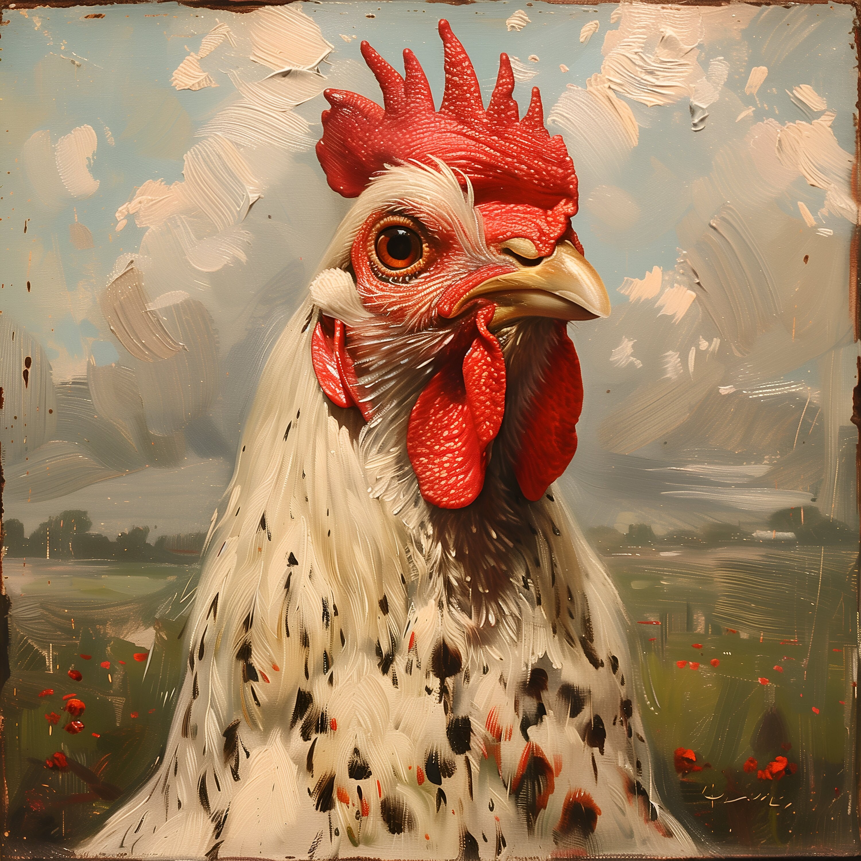 Urban Farm Chicken Painting | Chicken Artwork | Americana Hen | Chicken ...