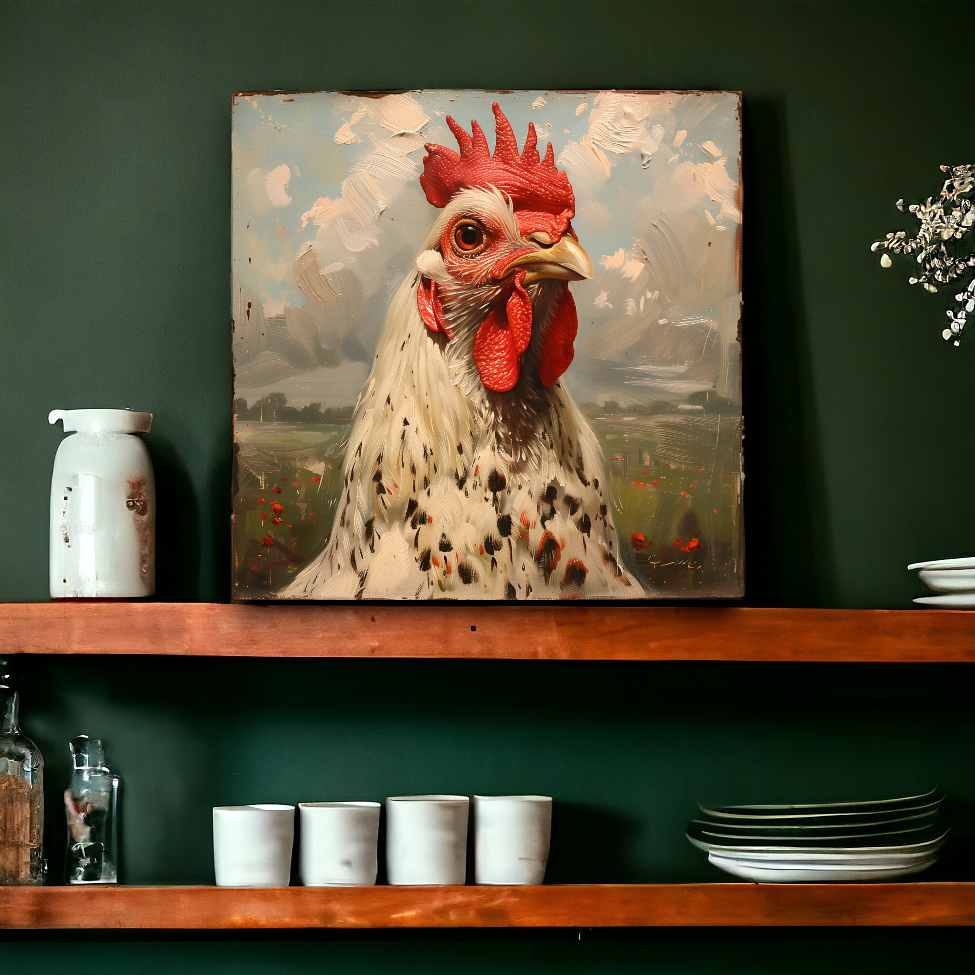 Urban Farm Chicken Painting | Chicken Artwork | Americana Hen | Chicken ...