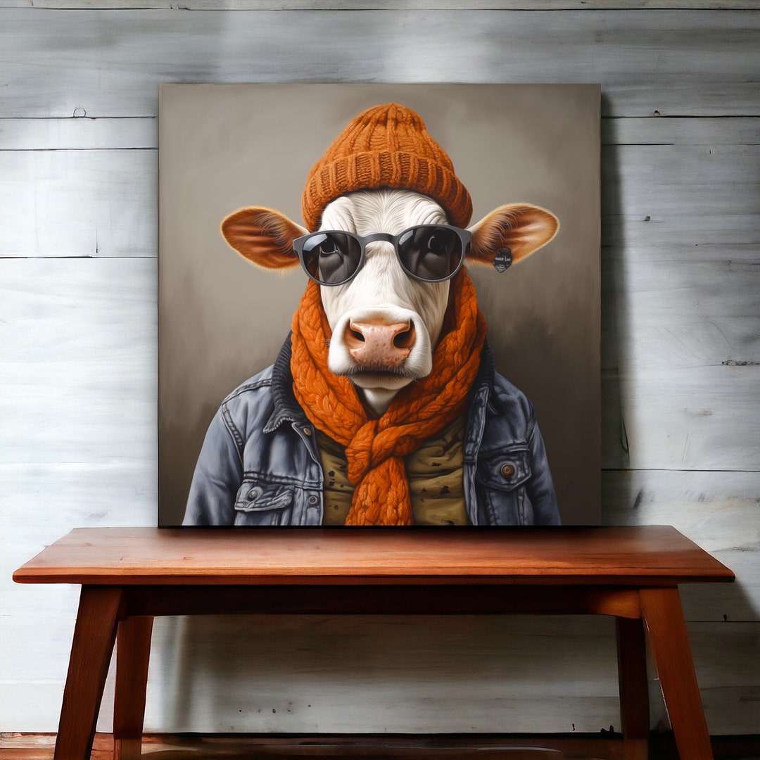Urban Farm Chill Cow | Dairy Cow | Cow Wall Art | Dairy Cow Painting ...
