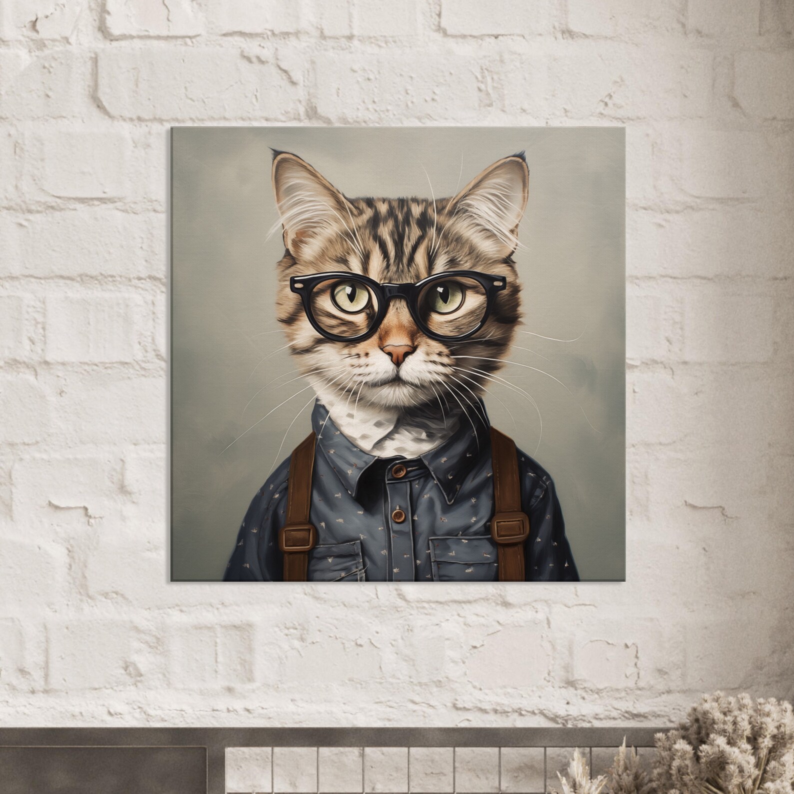 Urban Farm Grey Tabby Cat Print Colorful Cat Print Tabby Cat Gift Cat ...