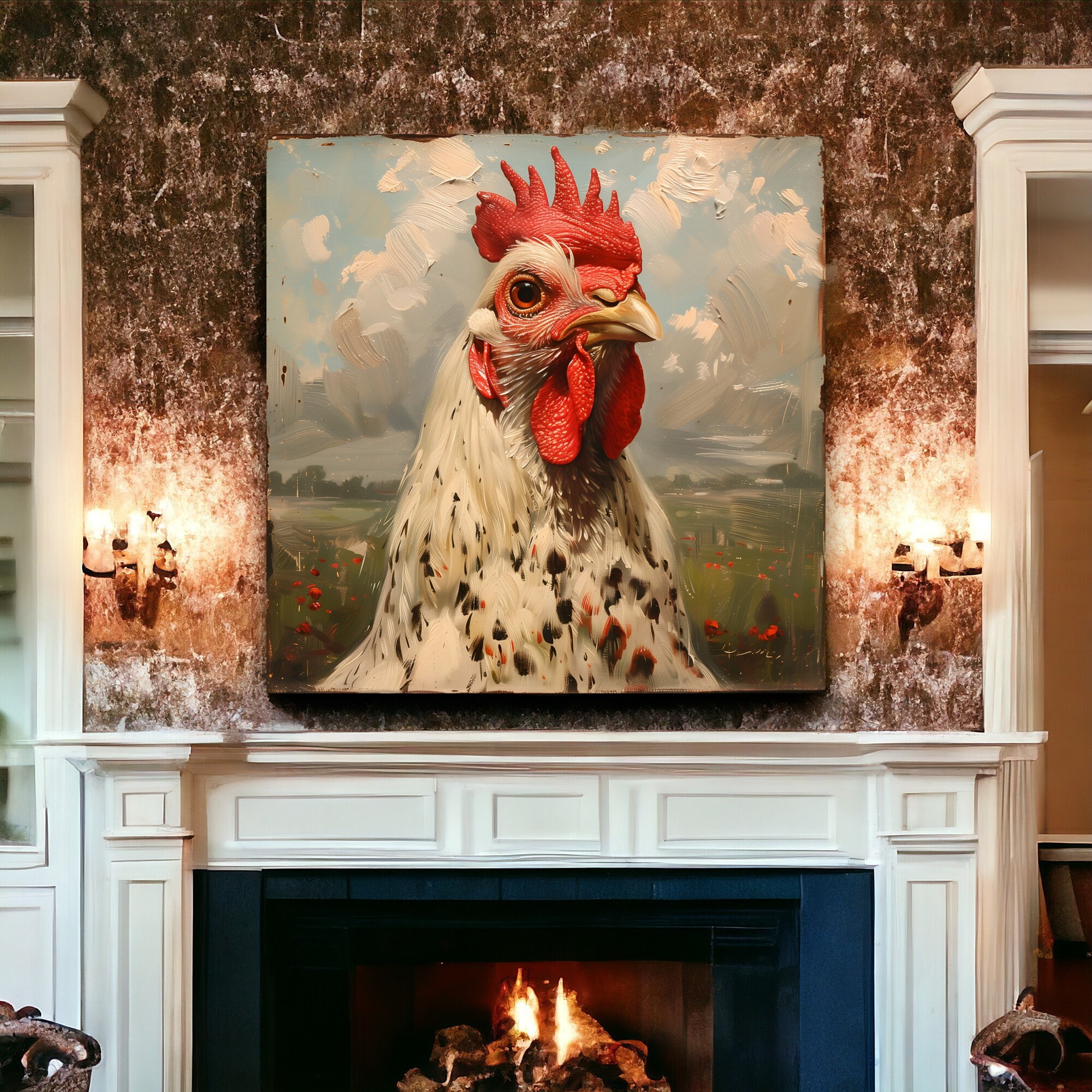 Urban Farm Chicken Painting | Chicken Artwork | Americana Hen | Chicken ...