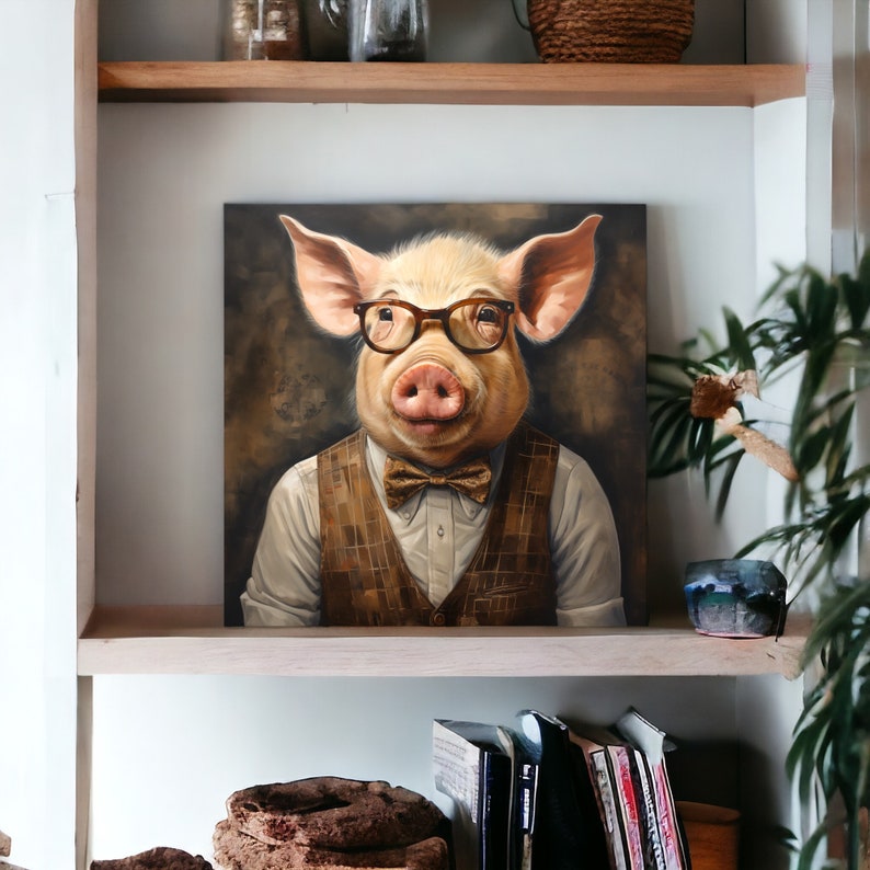Urban Farm Pig Print | Cute Pig | Animal Portrait Victorian | Animal ...