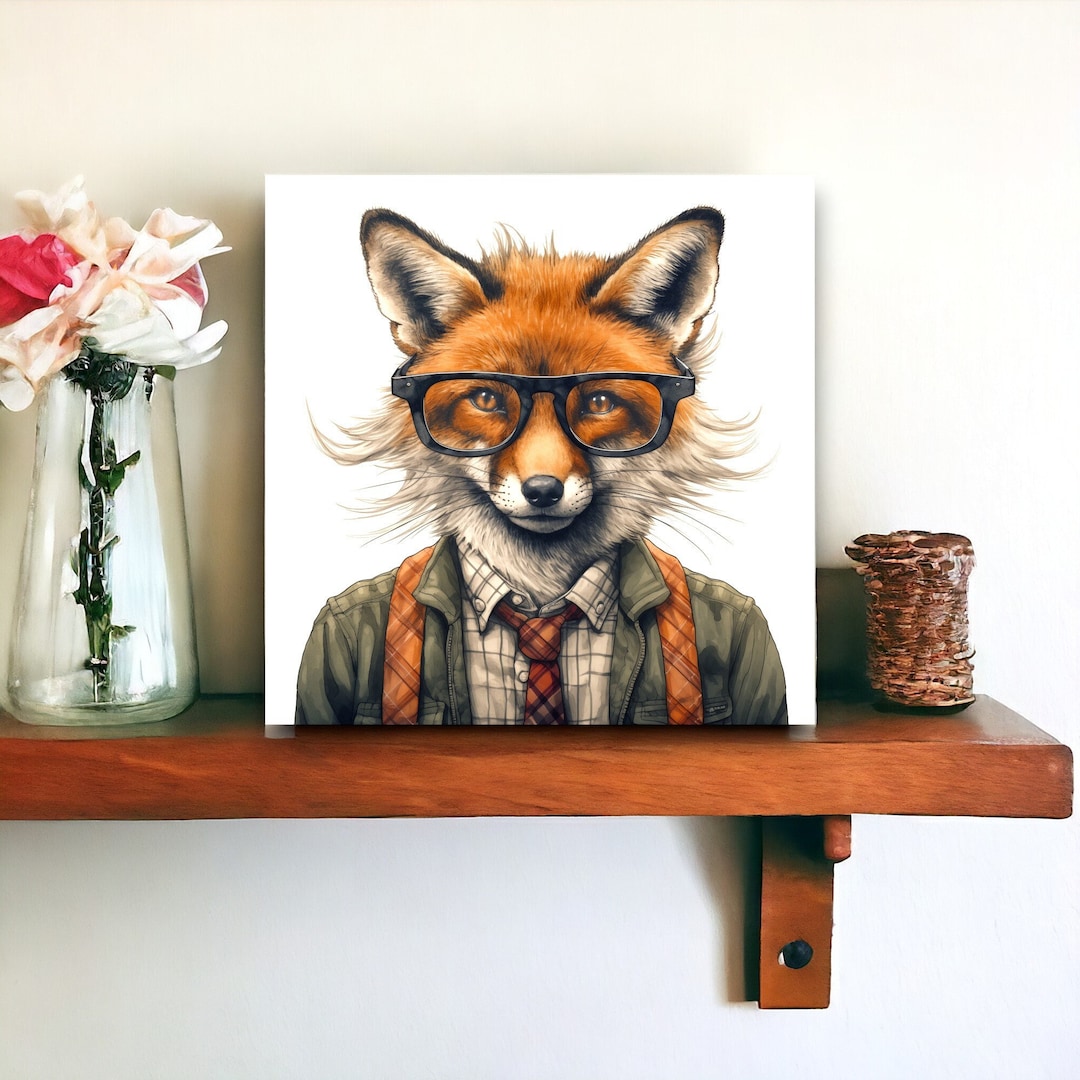 Urban Farm Dapper Fox | Fox Artwork | Colorful Animal Portrait | Animal ...