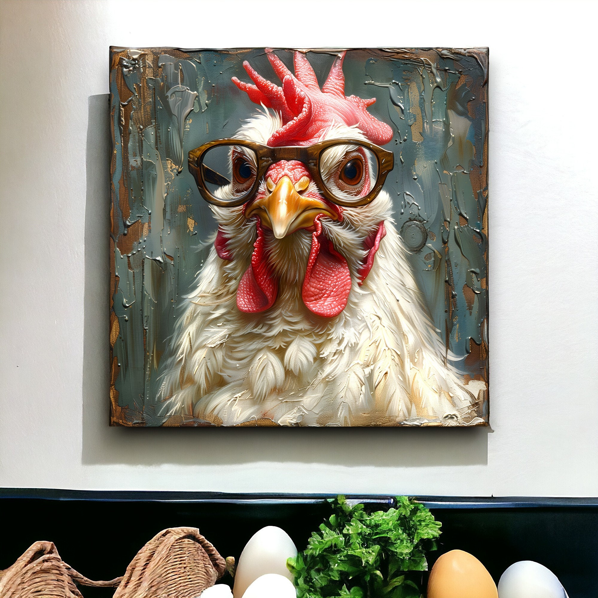 Urban Farm Chicken Wall Art Print Americana Hen Chicken Portrait ...