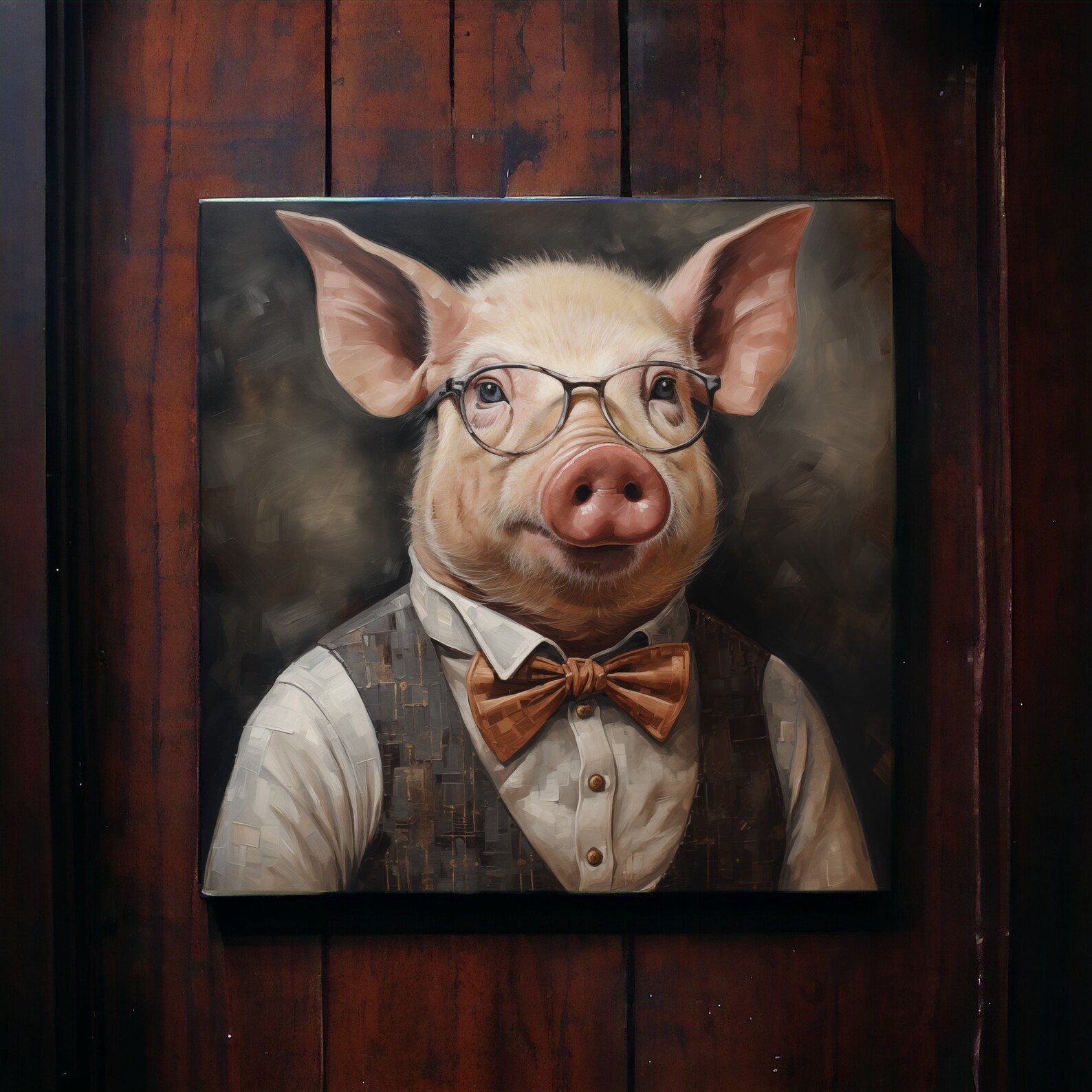 Urban Farm Pig Print | Farm Animal Prints | Animal Portrait Victorian ...