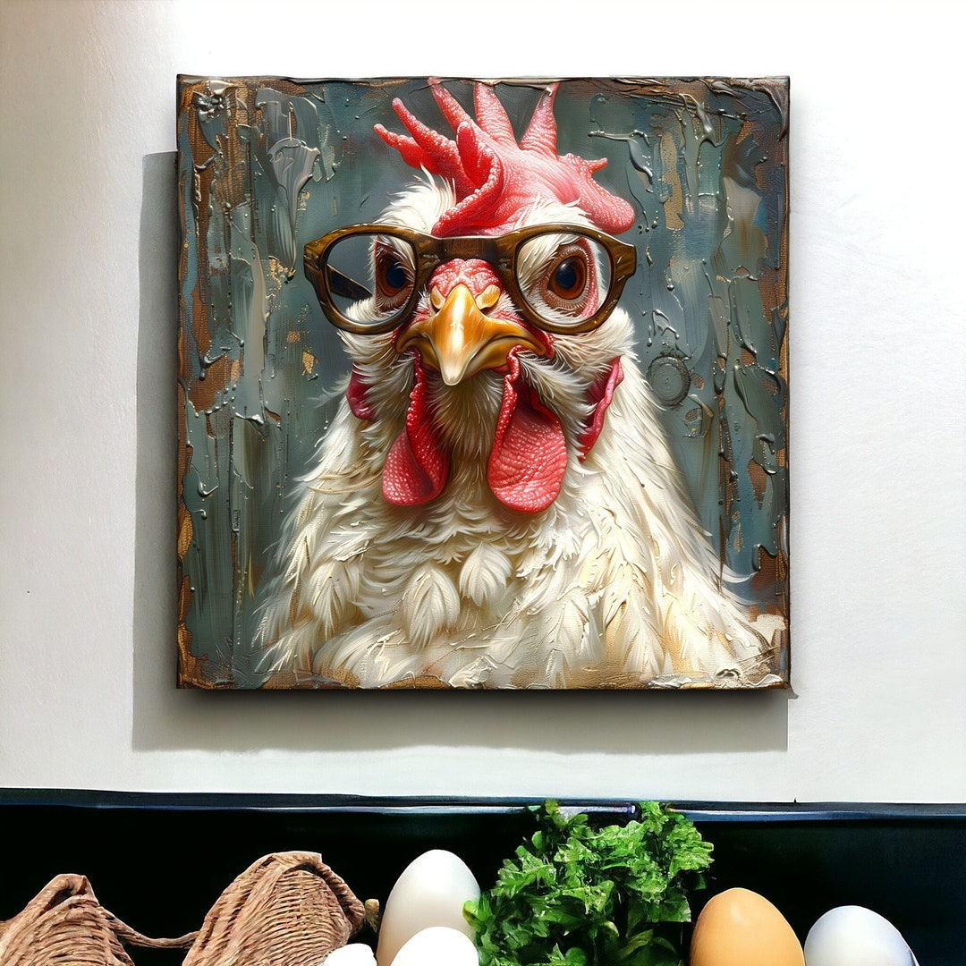 Urban Farm Chicken Wall Art Print | Americana Hen | Chicken Portrait ...