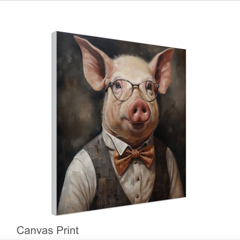 Urban Farm Pig Print | Farm Animal Prints | Animal Portrait Victorian ...