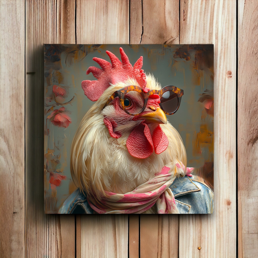 Urban Farm Chicken Portrait | Chicken Wall Art Print | Americana Hen ...