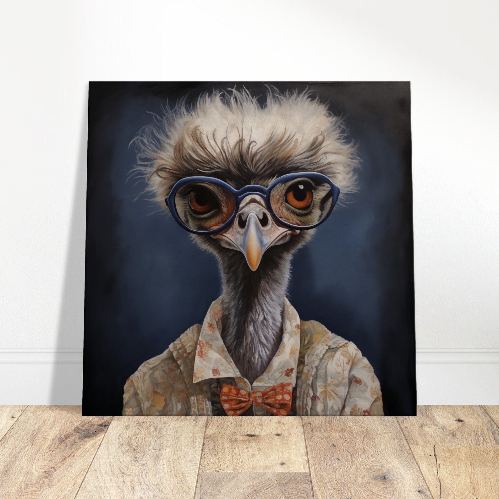 Urban Farm Emu Portrait in Feathers & Blue Glasses, Bird Modern Pop ...