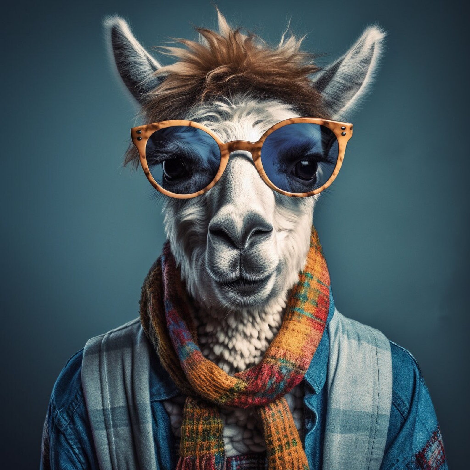 Urban Farm Boho Llama | Hipster Llama | Alpaca Gift | Alpaca Canvas ...