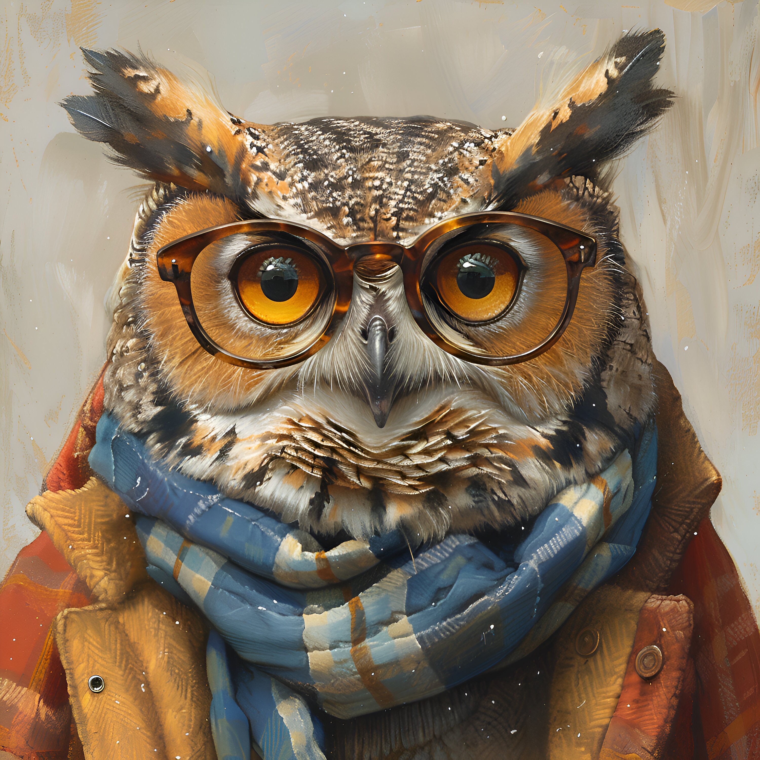 Urban Farm Great Horned Owl Art Owl Print Wall Art Cute Owl Art Barn ...