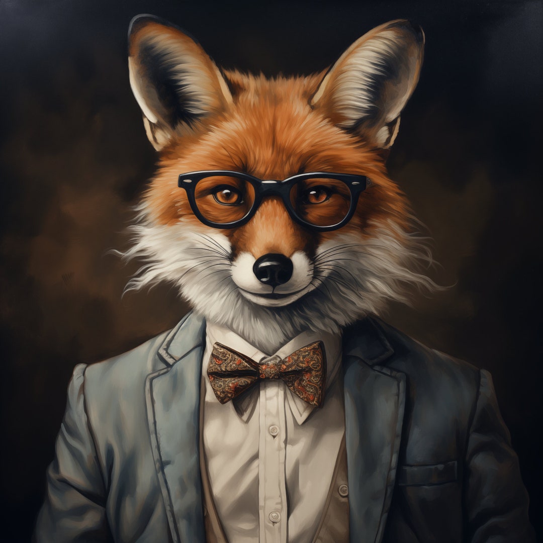Urban Farm Fox Artwork | Fox With Glasses | Victorian Animal Portrait ...