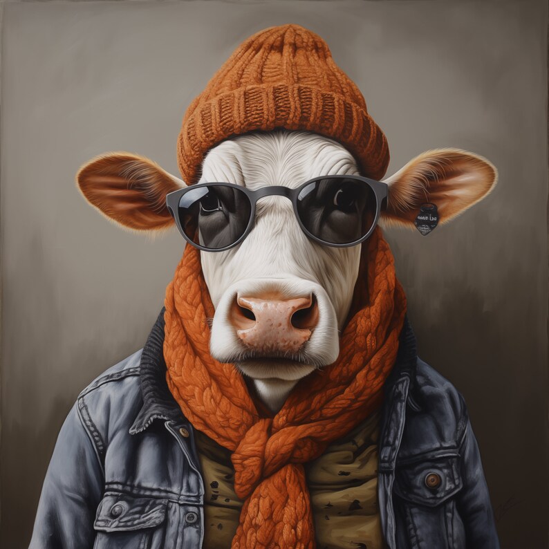 Urban Farm Chill Cow | Dairy Cow | Cow Wall Art | Dairy Cow Painting ...