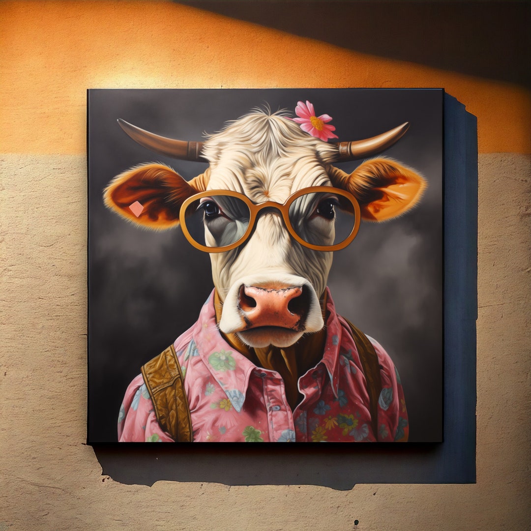 Urban Farm Cow Artwork | Cow Portrait | Dairy Cow | Cow Wall Art ...