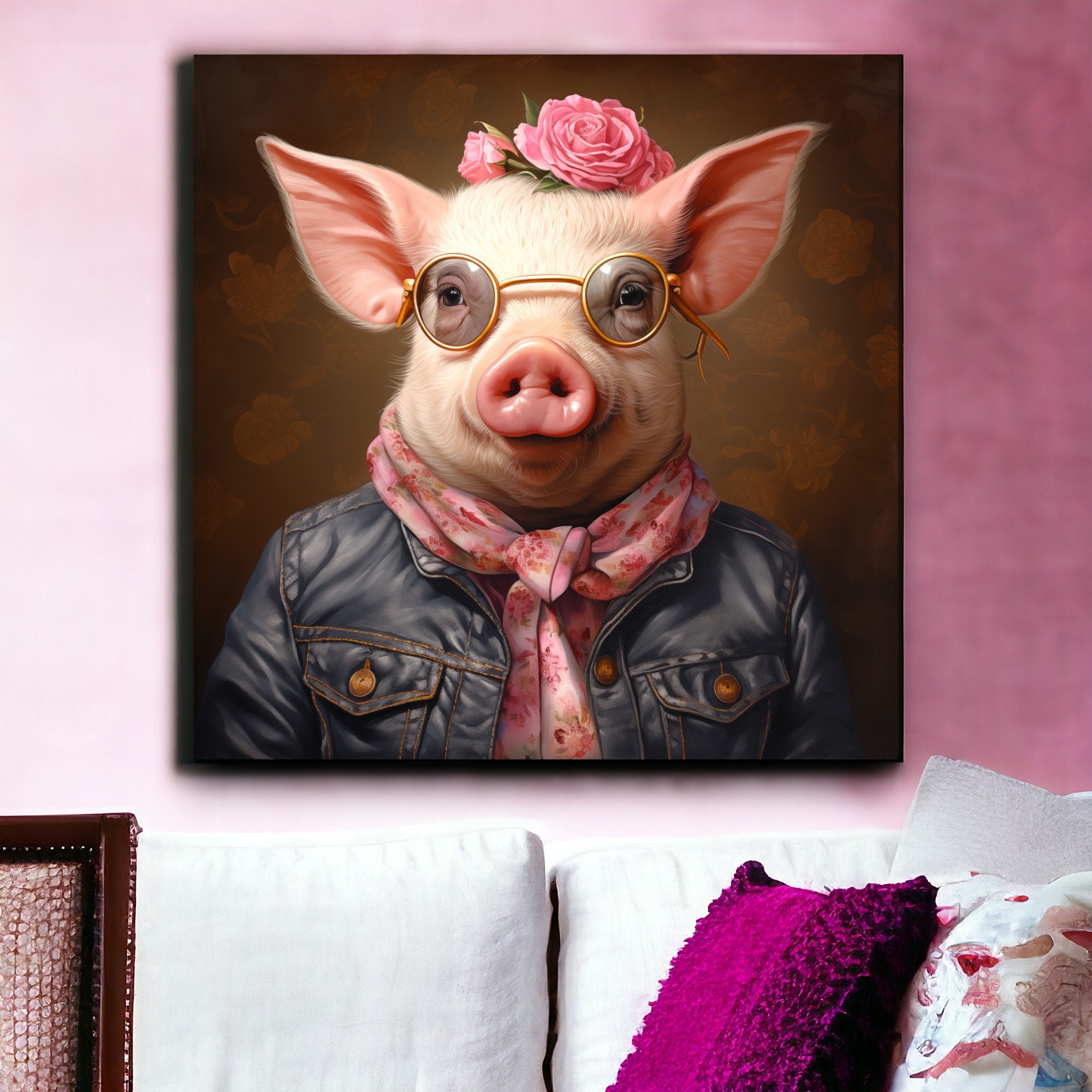 Urban Farm Cute Pig | Pig Art for Pig Lovers | Pig Print | Colorful ...