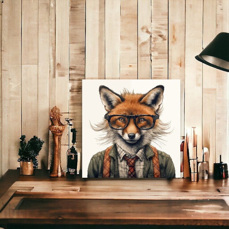 Urban Farm Dapper Fox | Fox Artwork | Colorful Animal Portrait | Animal ...