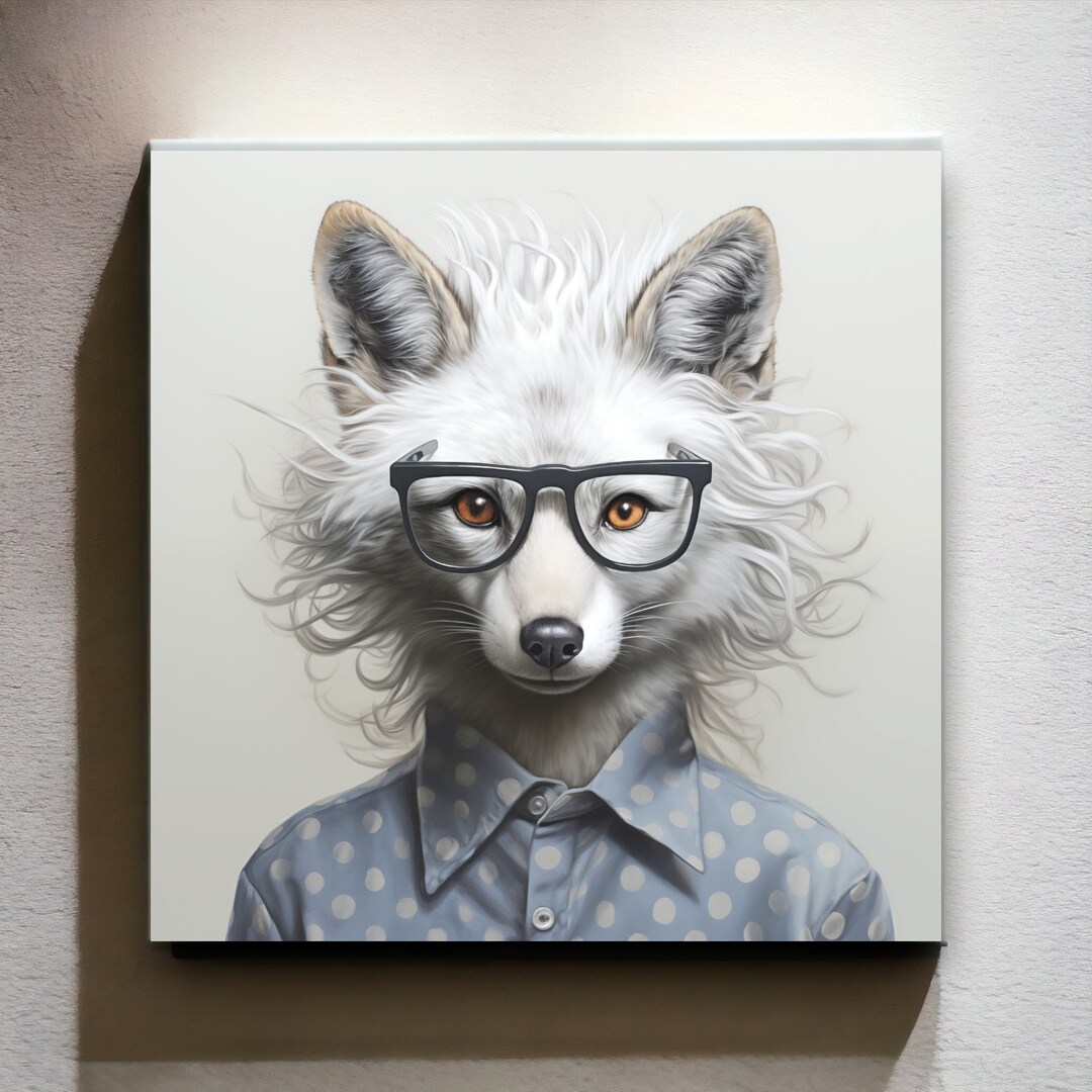 Urban Farm Arctic Fox | Fox Artwork | Fox With Glasses | Fox Wall Art ...