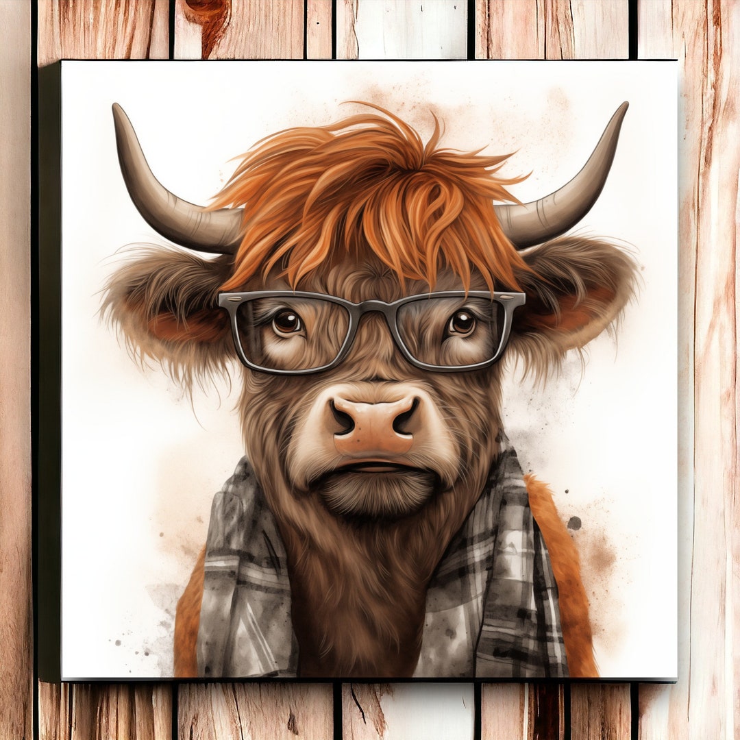 Urban Farm Boho Highland Cow | Highland Cow Art | Highland Cow Print ...