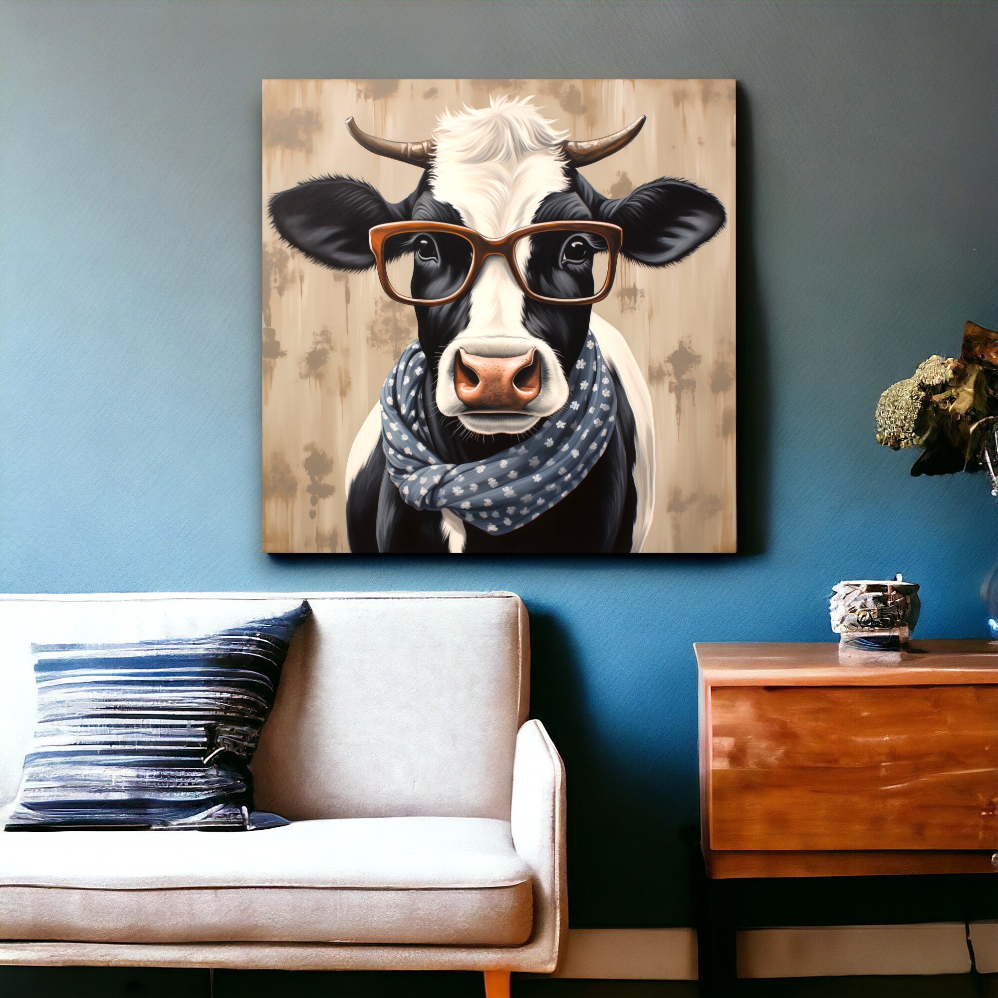 Urban Farm Dairy Cow Cow Portrait Cow Wall Art Cow Artwork Dairy Cow ...