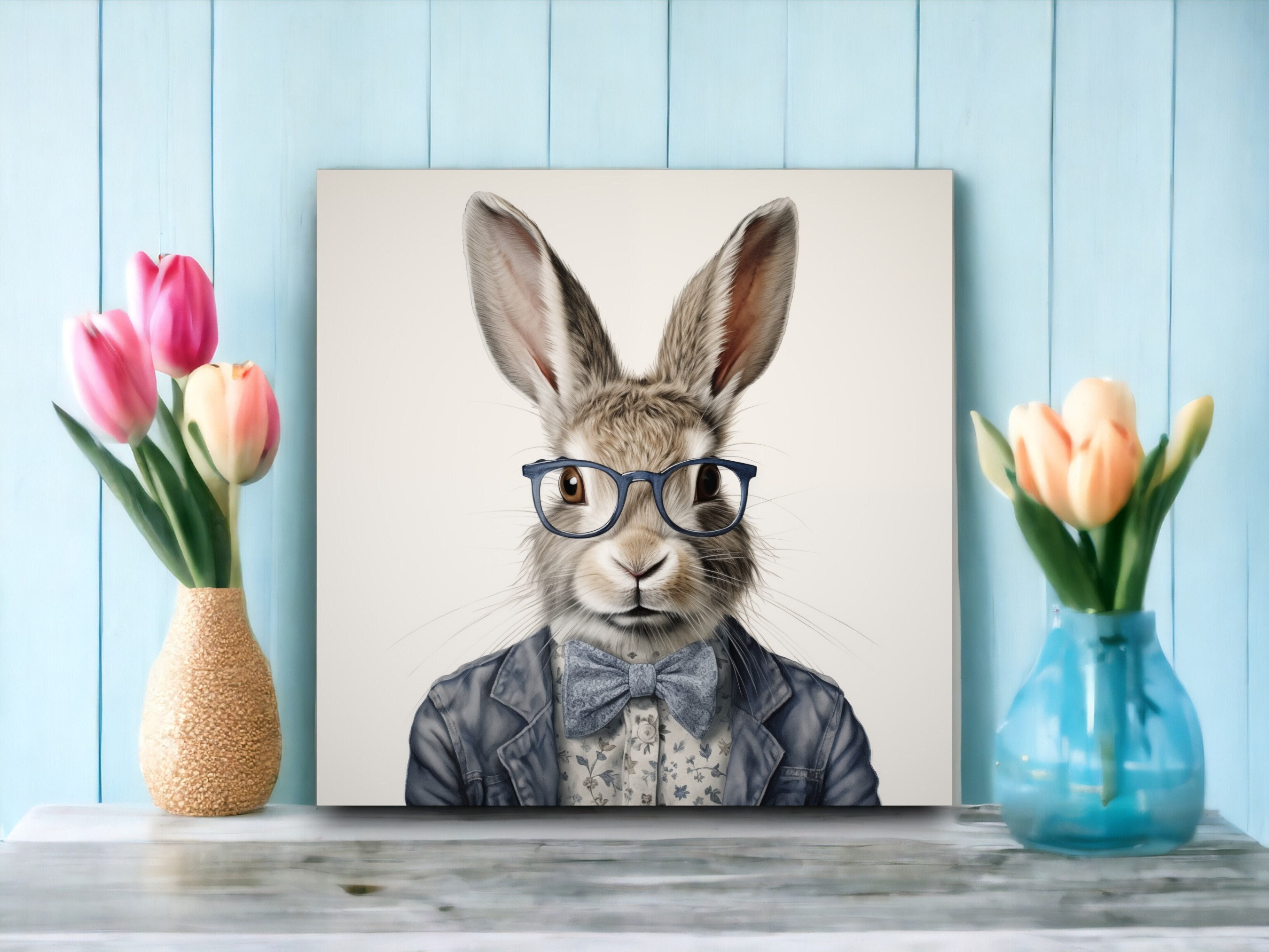Urban Farm Rabbit Print Bunny Portrait Cute Bunny Print Victorian ...