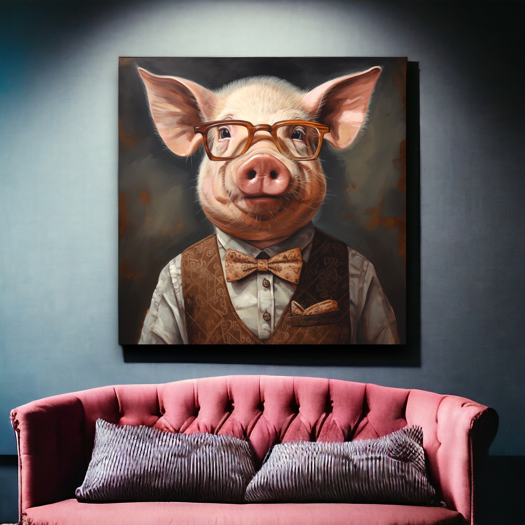 Urban Farm Pig Cute Pig Animal Portrait Victorian Animal With Glasses ...