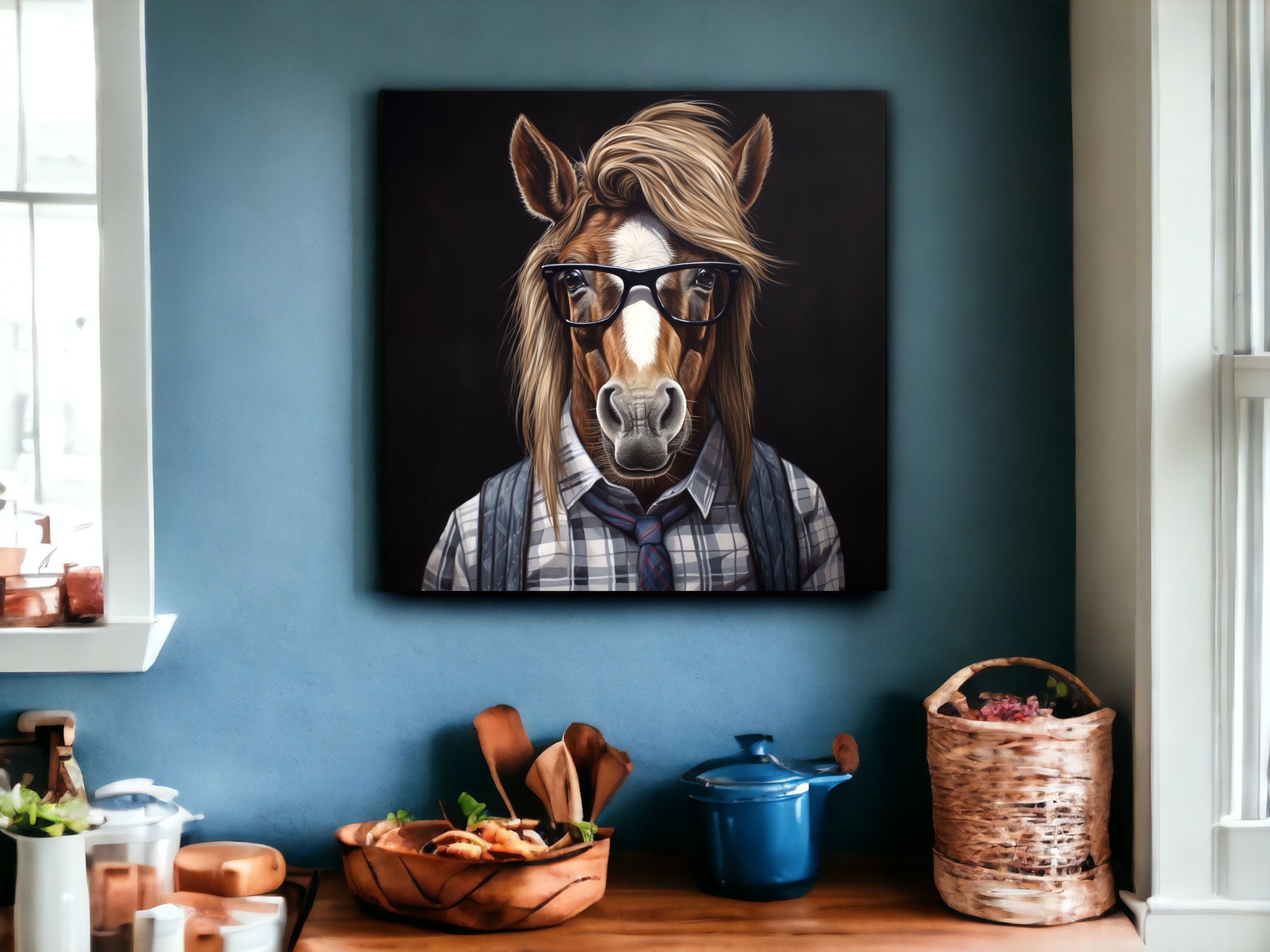 Urban Farm Mustang Horse Print | Mustang Horse Gift | Horse Canvas Art ...