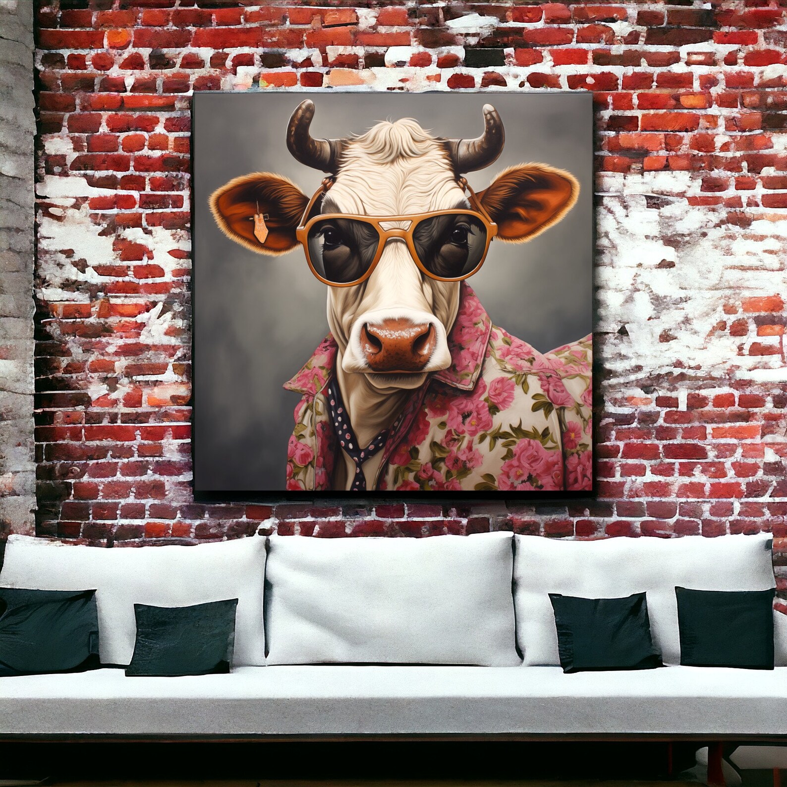 Urban Farm Cow Poster Print | Cow Art Print | Cow Canvas Poster ...