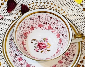 Crown Chelsea English China Scalloped Edge Gold & Cobalt Blue - Etsy