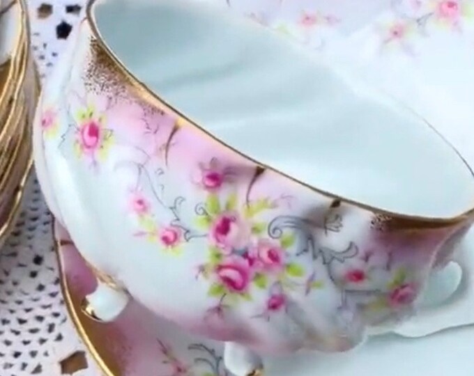 Lefton, Heirloom Rose, Tea Cup Sets, With Extra Saucers, Shabby Chic ...