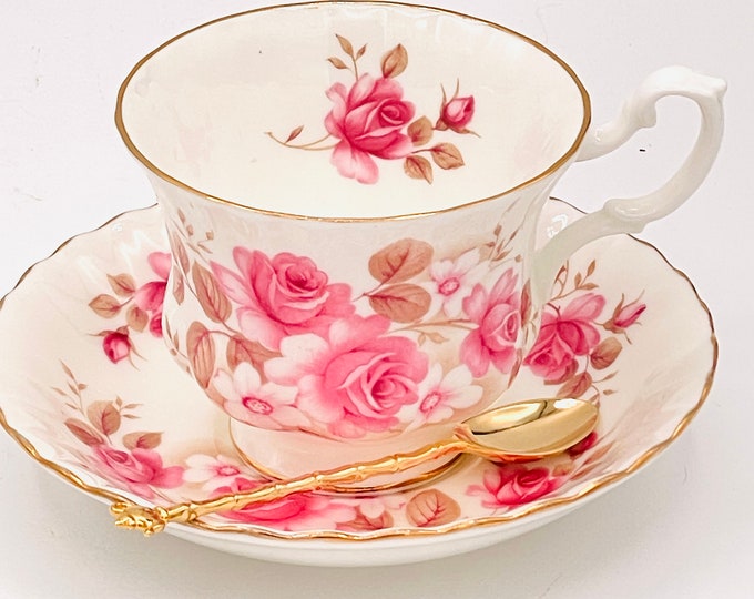 Royal Albert, Pink Roses, Bone China, Tea Cup and Saucer, Vintage ...