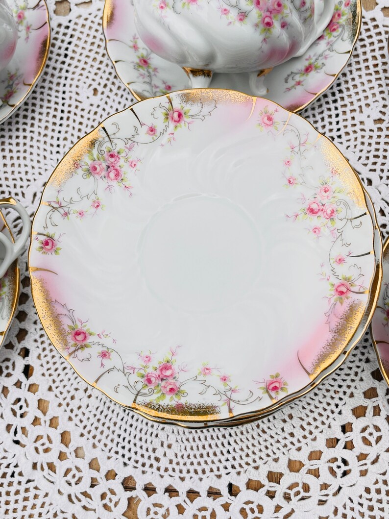 Lefton, Heirloom Rose, Tea Cup Sets, With Extra Saucers, Shabby Chic ...