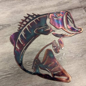 Jumping Bass Fish Metal Art With Colorful Patinas - Etsy