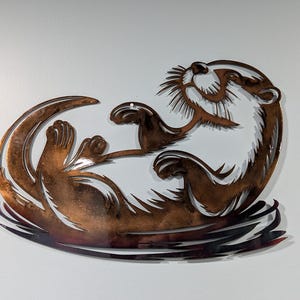 Laser Cut Otter Wall Art – Patina Metal Animal Decor – River Wildlife ...